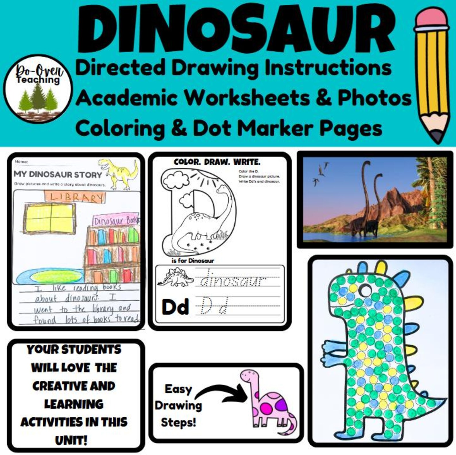 Dinosaur Activities Directed Drawing, Academic Worksheets, Coloring ...