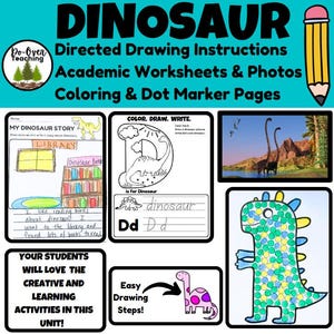 Dinosaur Activities Directed Drawing, Academic Worksheets, Coloring ...