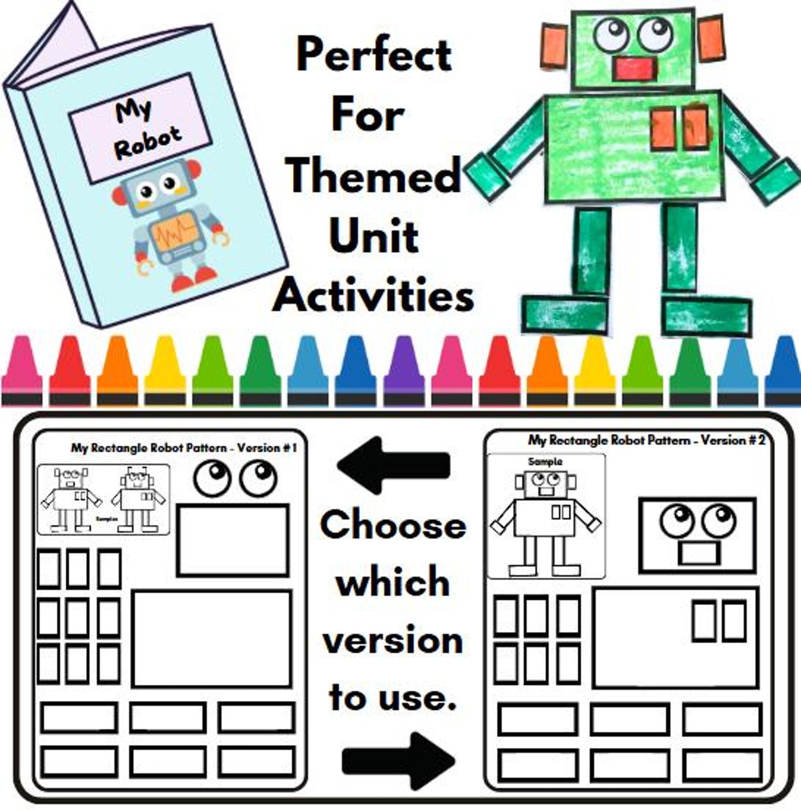 My Rectangle Robot Shape Cut and Paste Craft and Bonus Robot Worksheets ...