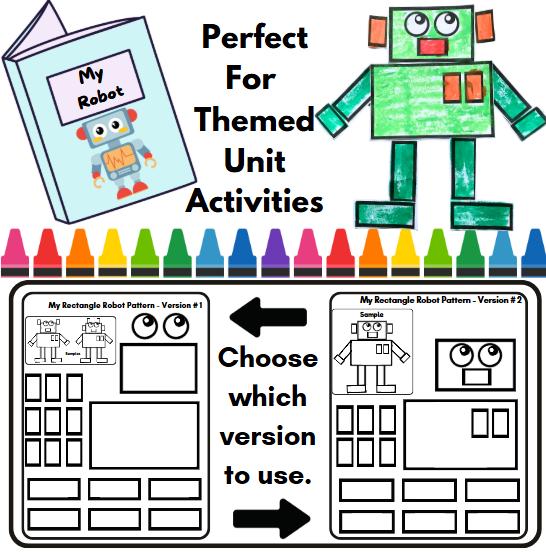 My Rectangle Robot Shape Cut and Paste Craft and Bonus Robot Worksheets ...
