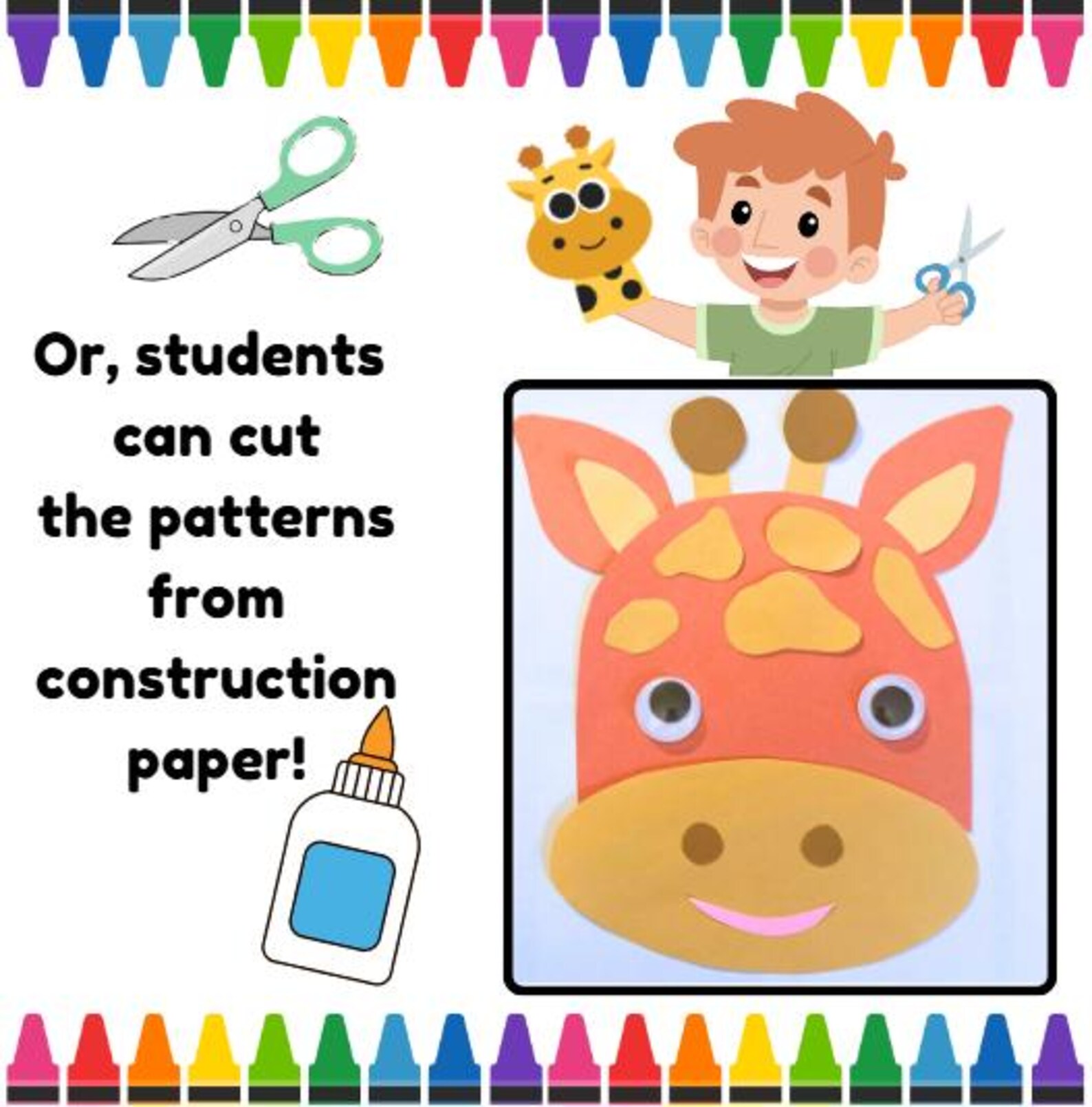 Cut and Paste Giraffe Head Simple Craft Plus Dot Marker and Coloring ...
