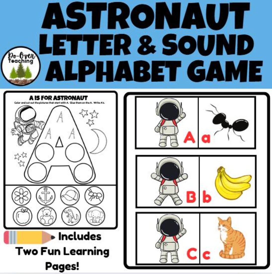 Astronaut in Space Alphabet Letter and Sound Matching Game & Academic ...
