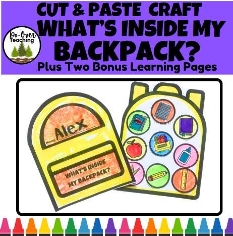 What is in My Backpack Craft and Bonus Learning Pages Back to School ...