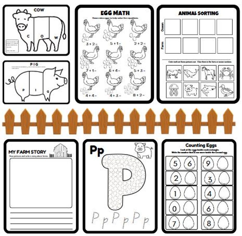 Farm Animal Barn Academic Worksheets Preschool and Kindergarten ...