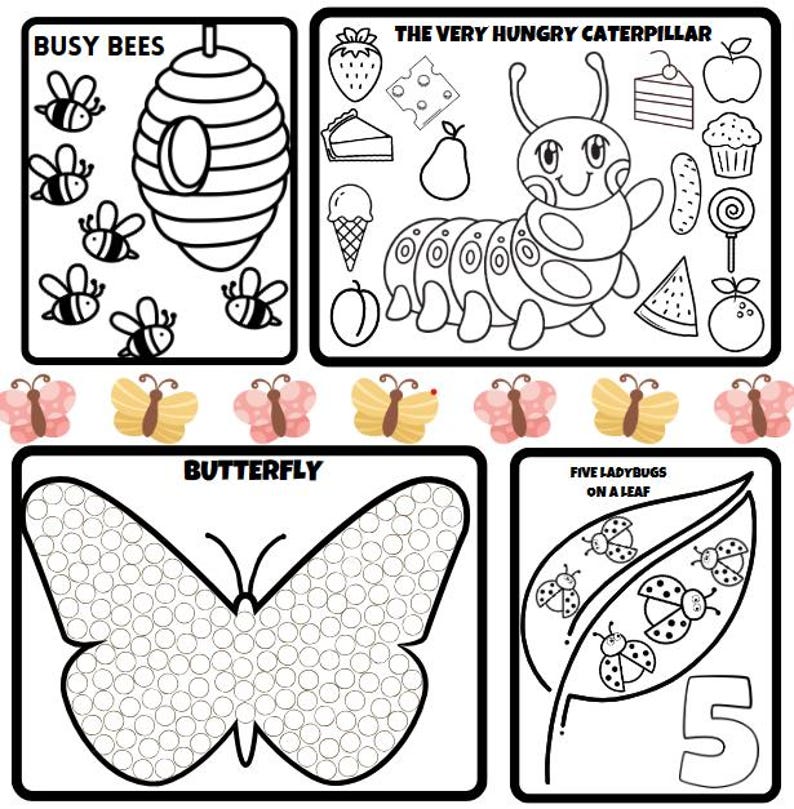 Bug and Insect Coloring and Dot Marker Pages Preschool Kindergarten ...