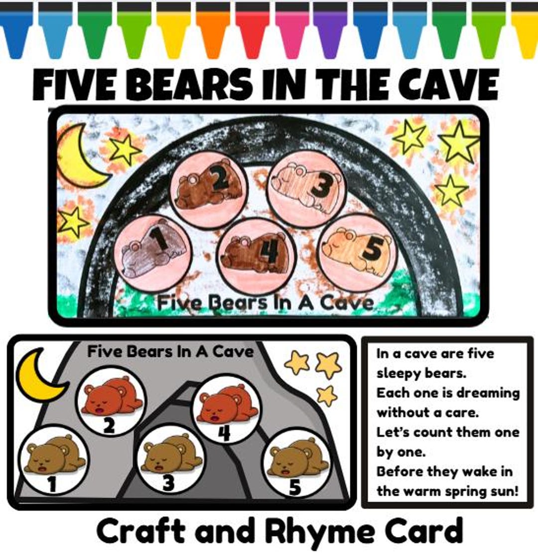 Five Bears in A Cave Hibernation Winter Craft and Rhyme Card Plus Bonus ...
