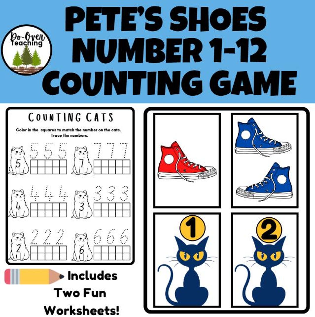 Pete the Cat Groovy Shoes Number 1-12 Count & Match Math Game Plus Math ...