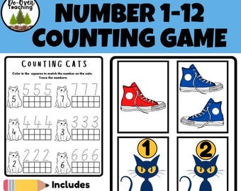 Pete the Cat Buttons Number 1-12 Count & Match Math Game Plus Math ...