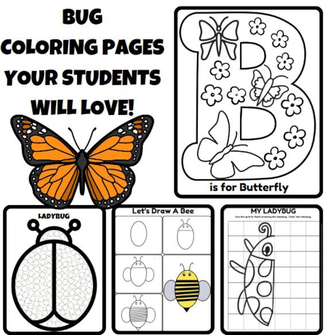 Bug and Insect Coloring and Dot Marker Pages Preschool Kindergarten ...
