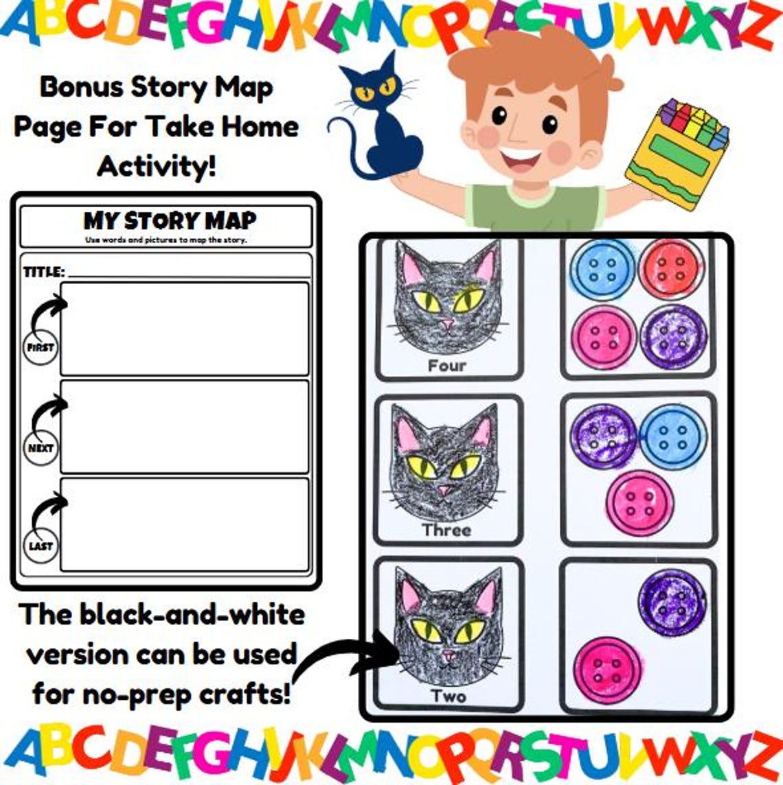 Pete the Cat and His Groovy Buttons Story Cards and No-prep Craft ...