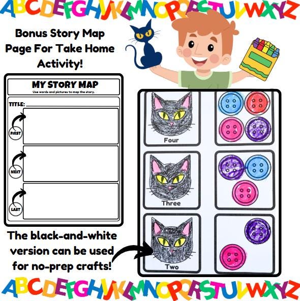 Pete the Cat and His Groovy Buttons Story Cards and No-prep Craft ...