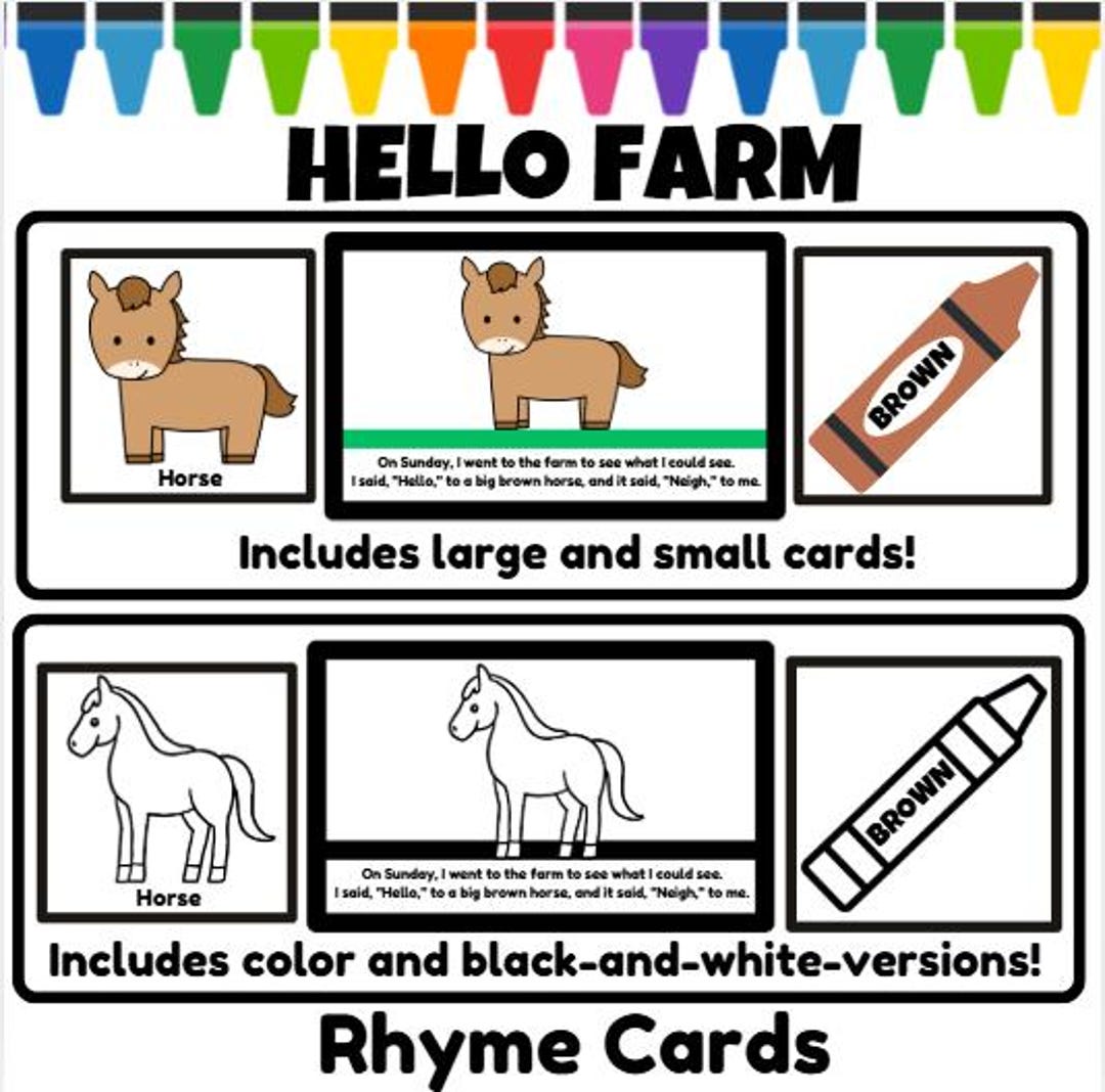 Hello Farm! Circle Rhyme Poem Cards Farm Animal Theme Literacy Activity ...