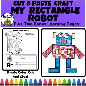My Rectangle Robot Shape Cut and Paste Craft and Bonus Robot Worksheets ...
