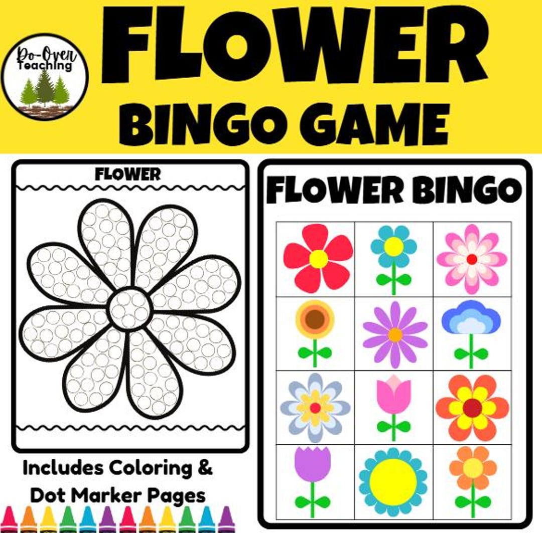 Spring Flower Bingo Game Plus Coloring and Dot Marker Page for ...