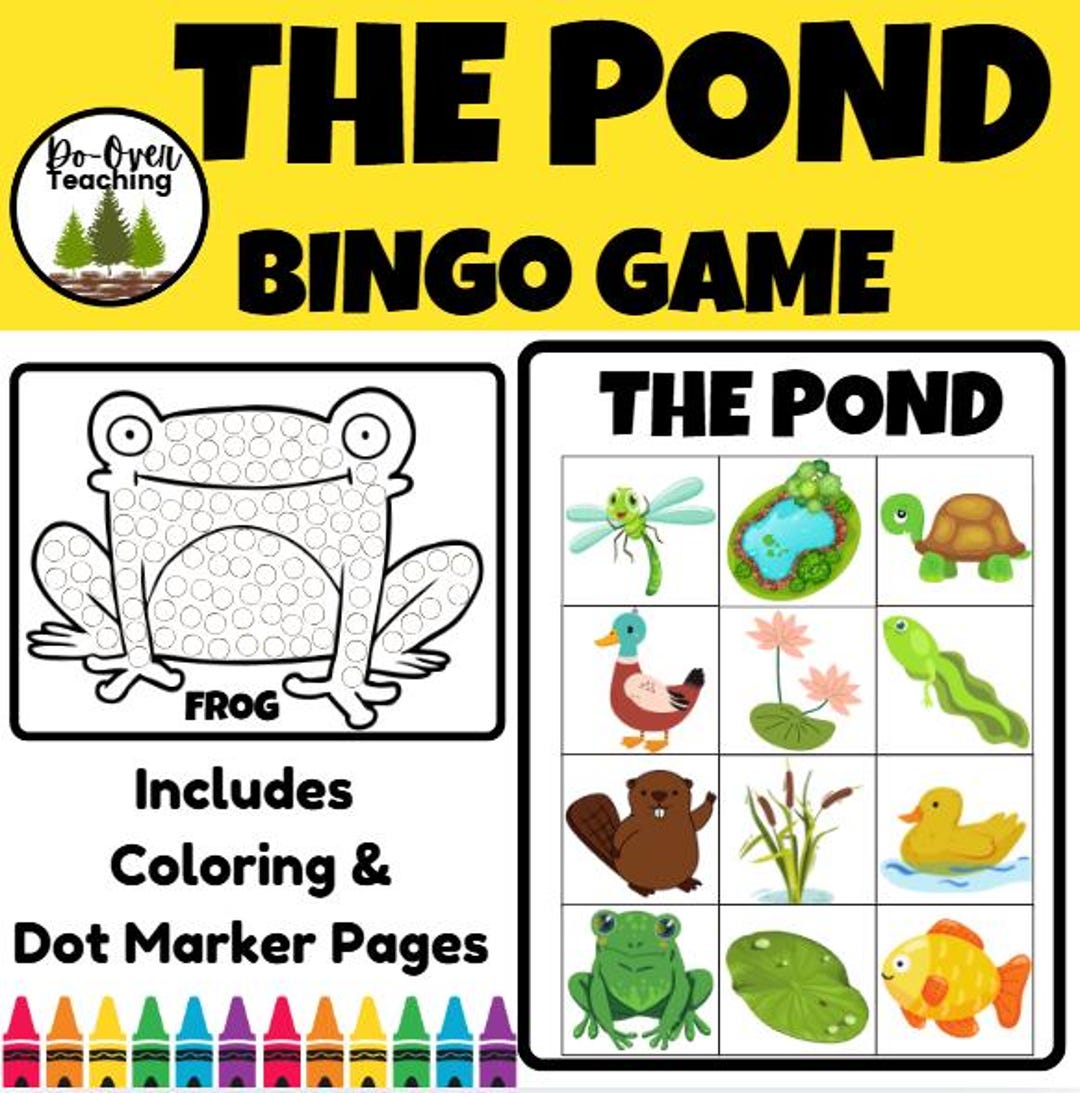 The Pond Animal Bingo Game Plus Coloring and Dot Marker Page - Etsy
