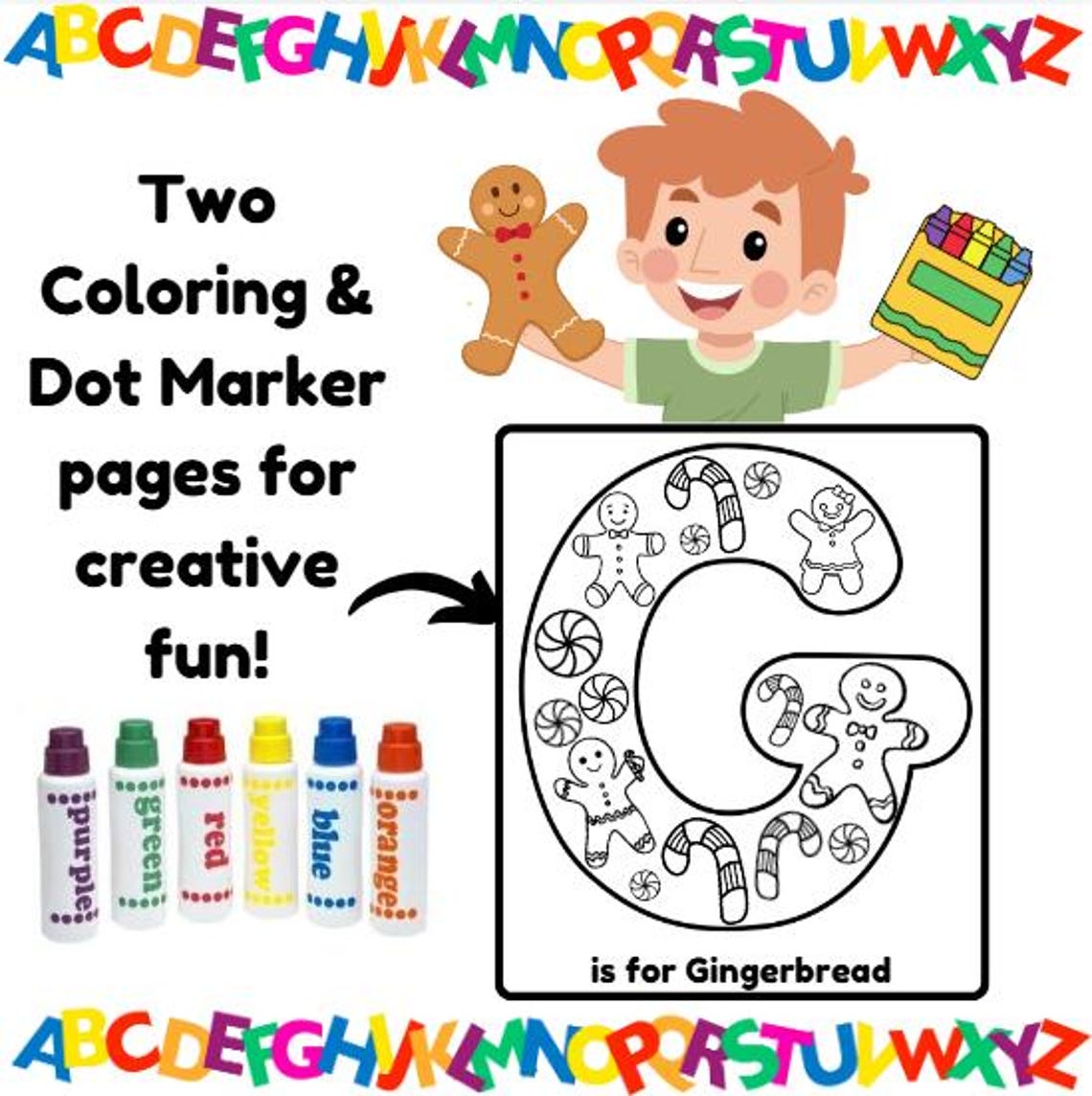 Gingerbread Christmas Winter Bingo Game Plus Coloring and Dot Marker ...