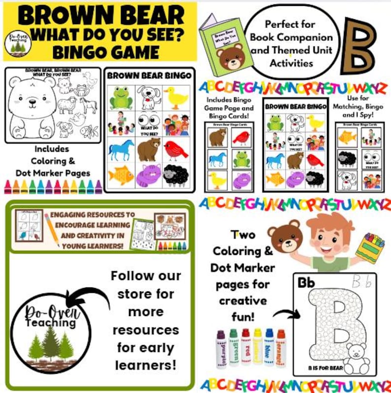Brown Bear Brown Bear What Do You See? Book Companion Bingo Game Plus ...
