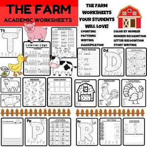 Farm Animal Barn Academic Worksheets Preschool and Kindergarten ...