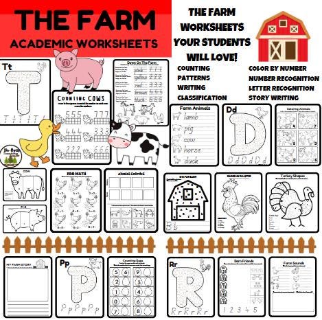 Farm Animal Barn Academic Worksheets Preschool and Kindergarten ...