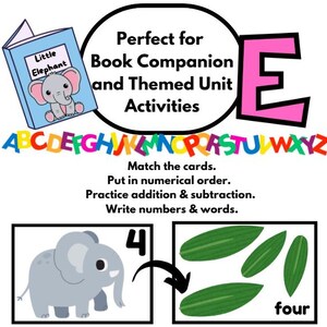 Elephant Number 1 to 12 Count and Match Math Game Plus Math Worksheets ...