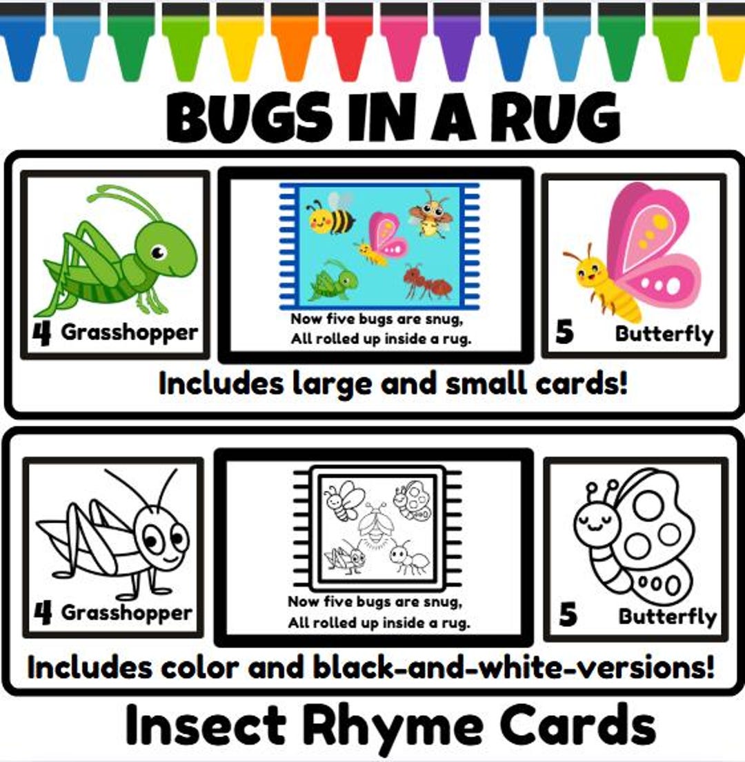 Bugs in A Rug Circle Rhyme Poem Cards and Bonus Pages Bug Insect ...