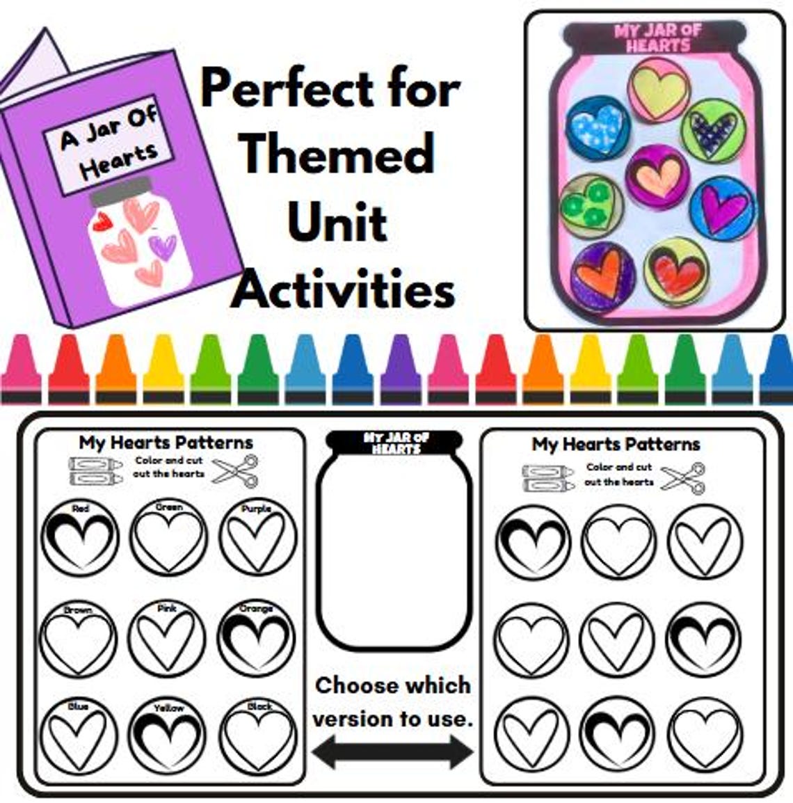 My Jar of Hearts Cut and Paste Craft and Bonus Coloring Page and ...