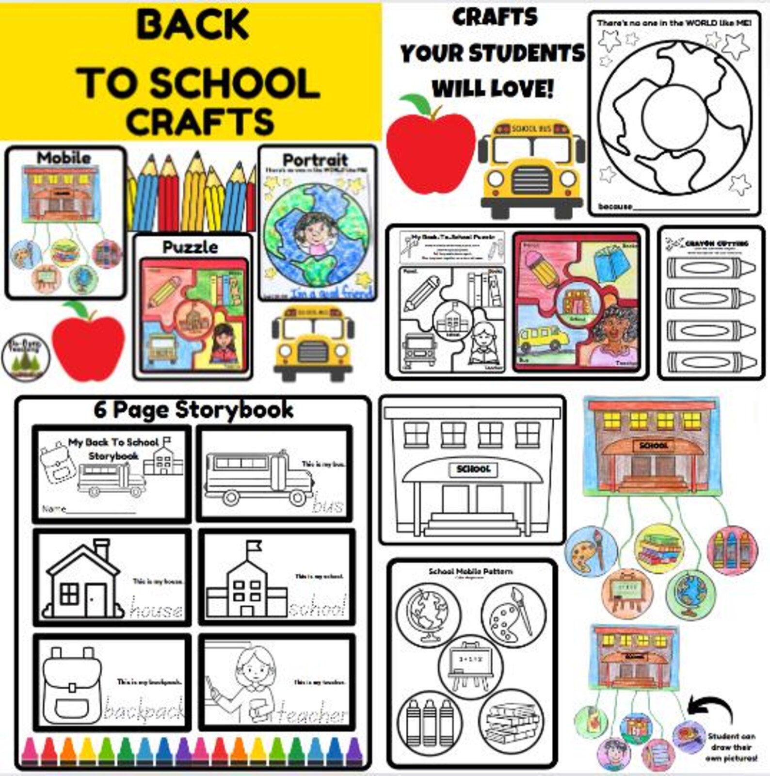 Back to School Simple Crafts No-prep Preschool and Kindergarten ...
