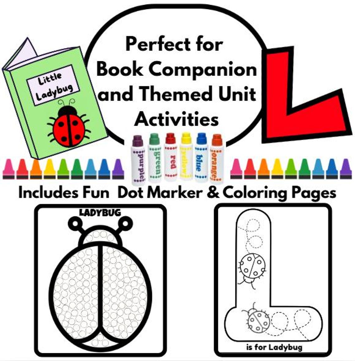 Cut and Paste Ladybug Simple Craft and Dot Marker and Coloring Page No ...