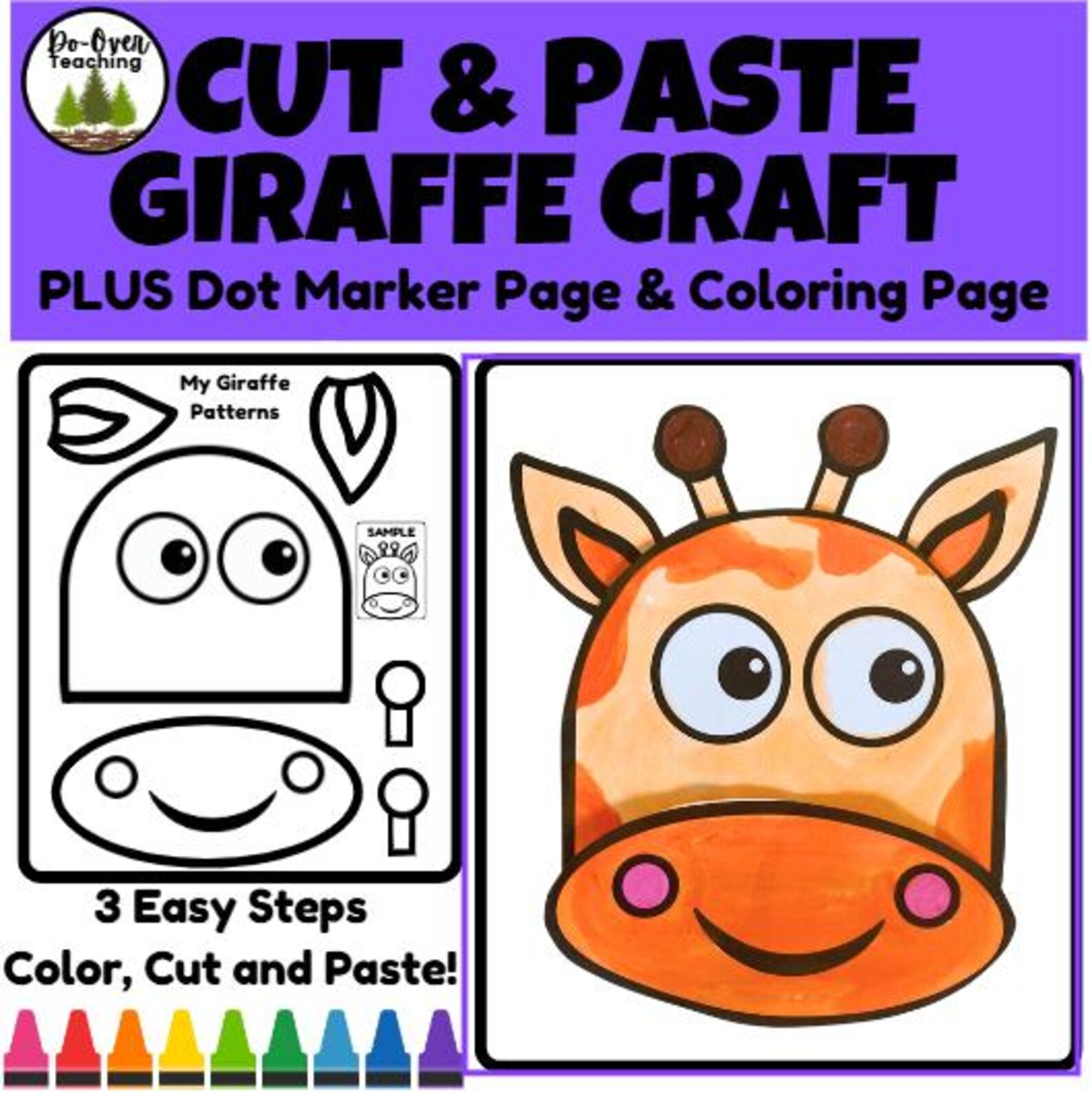 Cut and Paste Giraffe Head Simple Craft Plus Dot Marker and Coloring ...