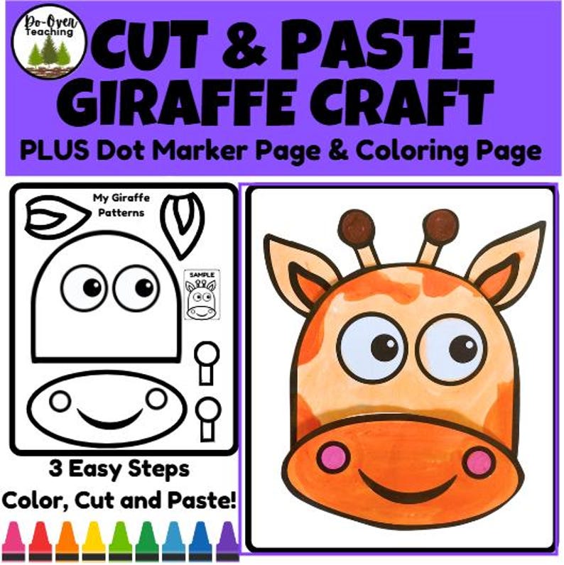 Giraffe Head Simple Craft Plus Dot Marker and Coloring Page - Etsy