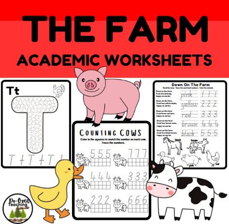 Farm Animal Barn Academic Worksheets Preschool and Kindergarten ...