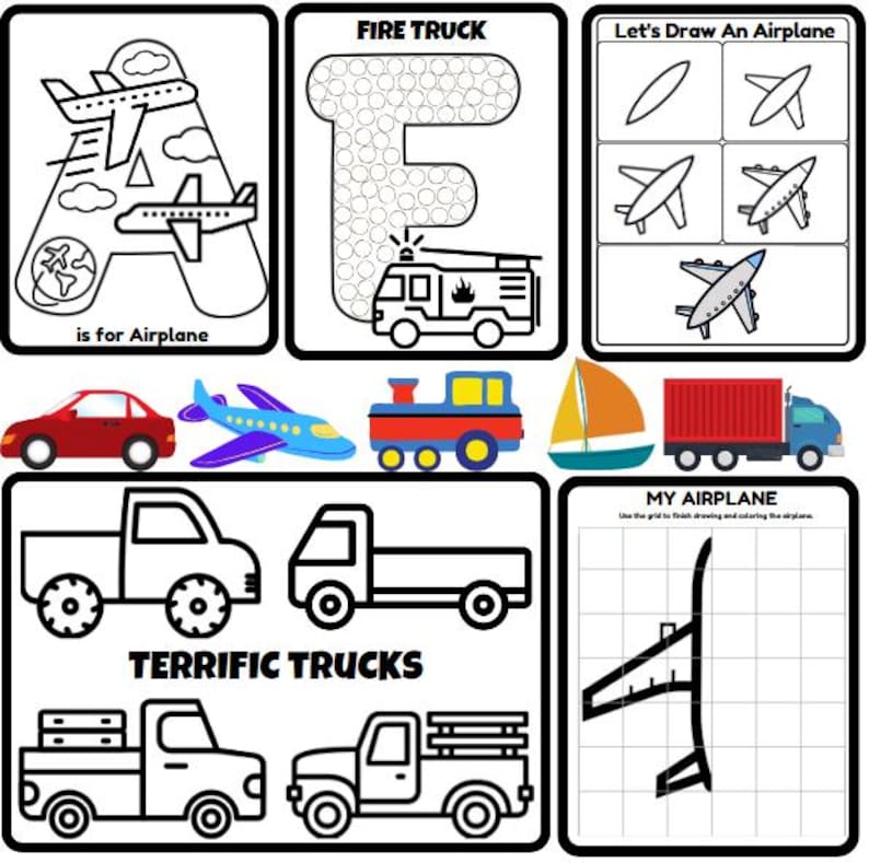 Transportation Coloring and Dot Marker Pages Preschool Kindergarten ...