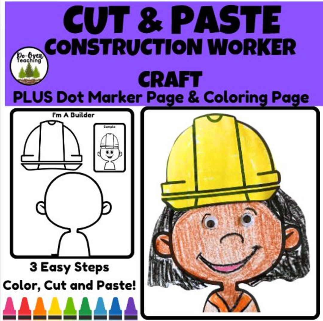 Cut and Paste Construction Worker Simple Craft Plus Dot Marker ...