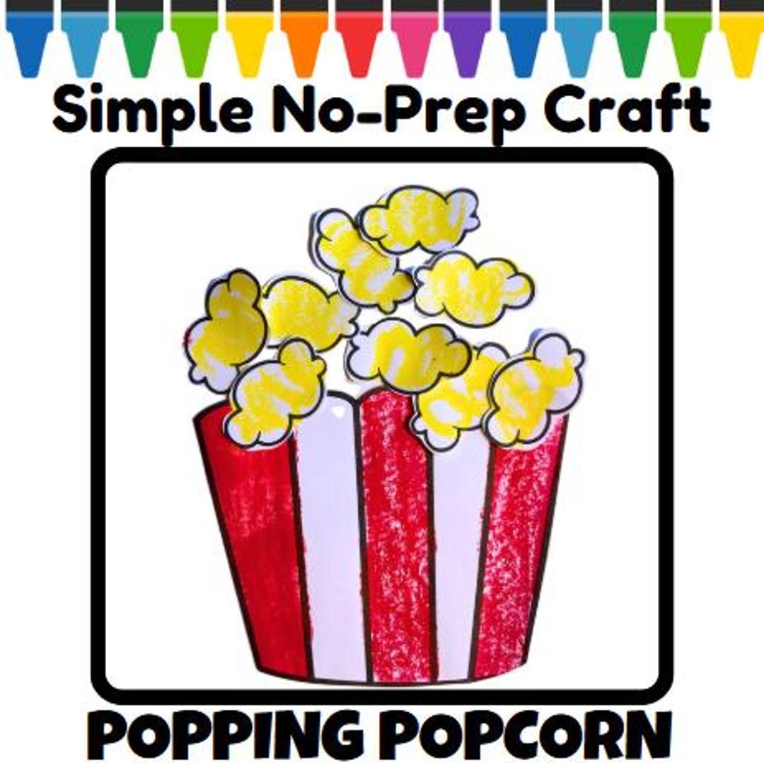 Popping Popcorn Food Craft No Prep Cut and Paste Bonus Worksheet and ...