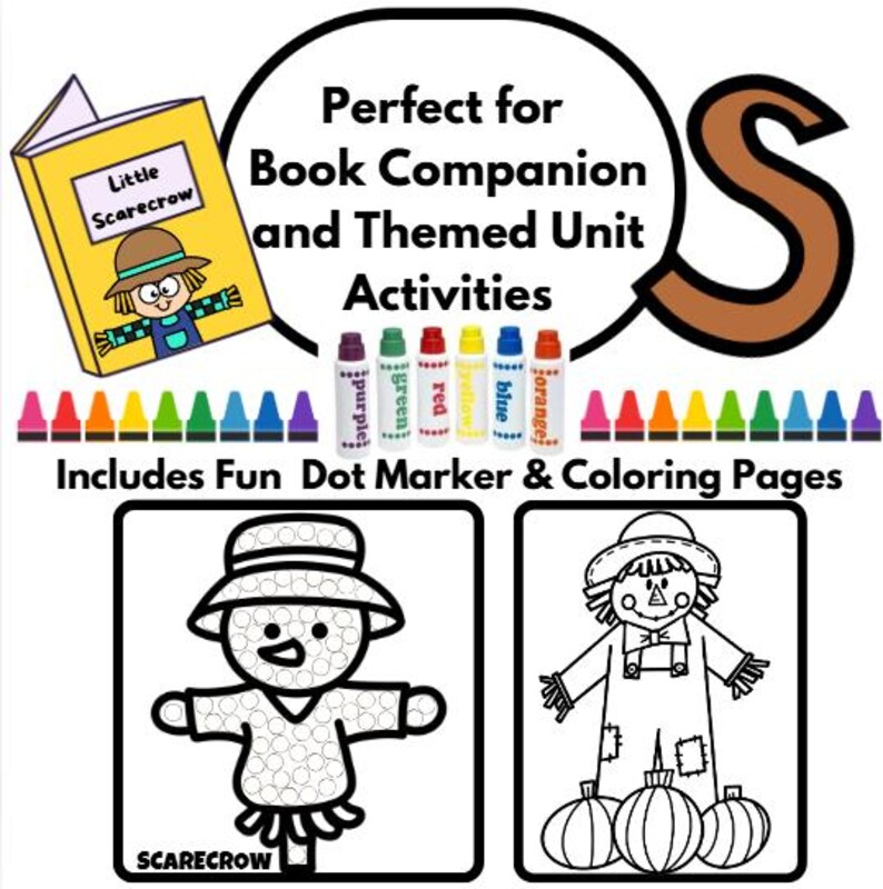 Cut and Paste Scarecrow Simple Craft Plus Dot Marker & Coloring Page ...