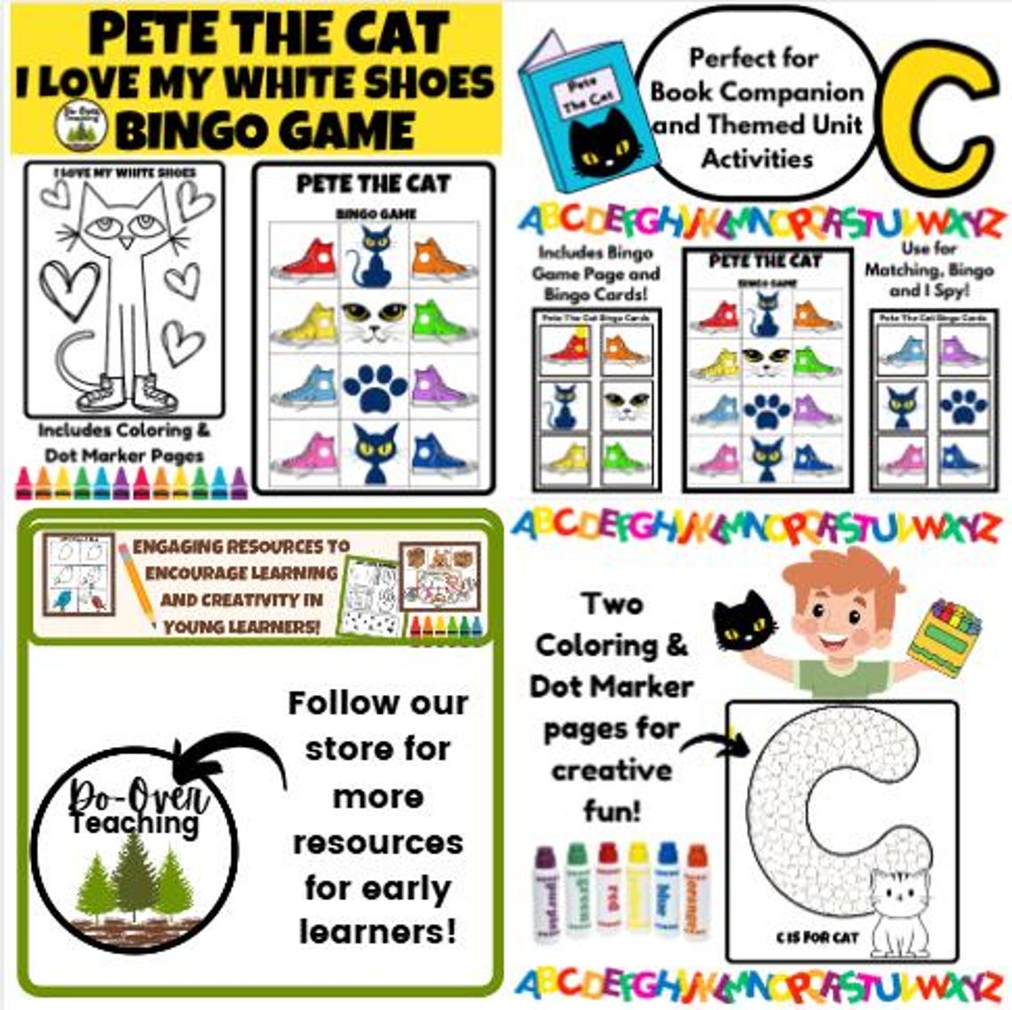 Pete the Cat I Love My White Shoes Book Companion Bingo Game Plus ...