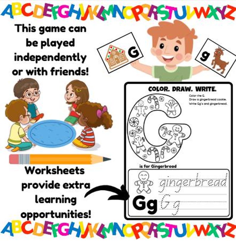 Gingerbread Christmas Alphabet Letter Match Game Plus No-prep Holiday ...