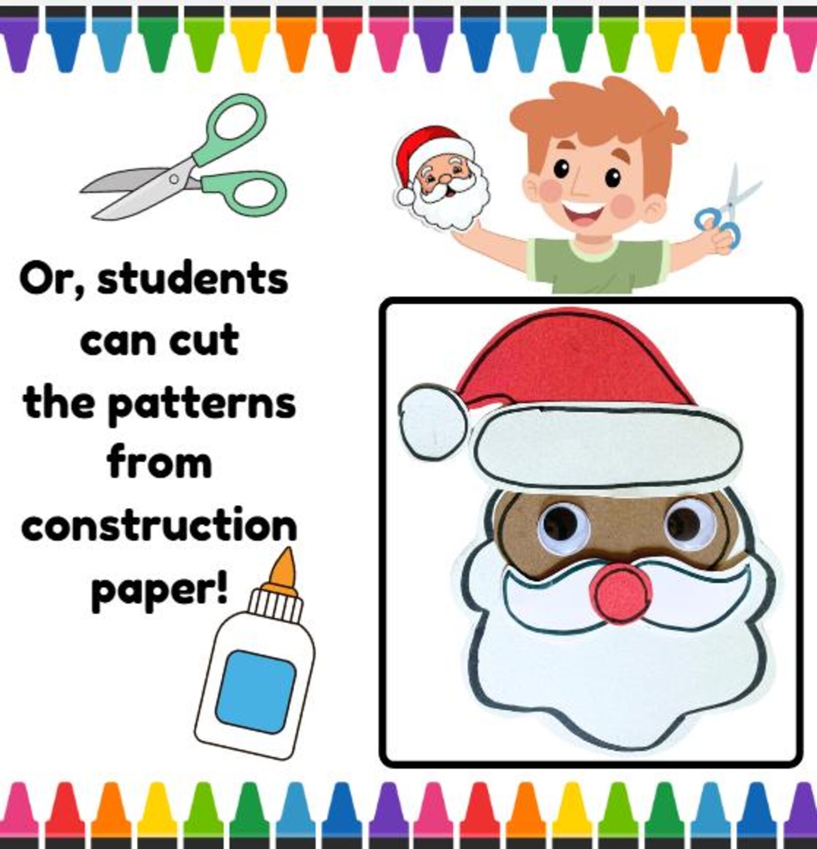 Cut and Paste Santa Simple Craft Plus Dot Marker and Coloring Page No ...