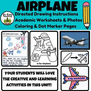 Airplane Activities Directed Drawing, Worksheets, Coloring & Dot Marker ...