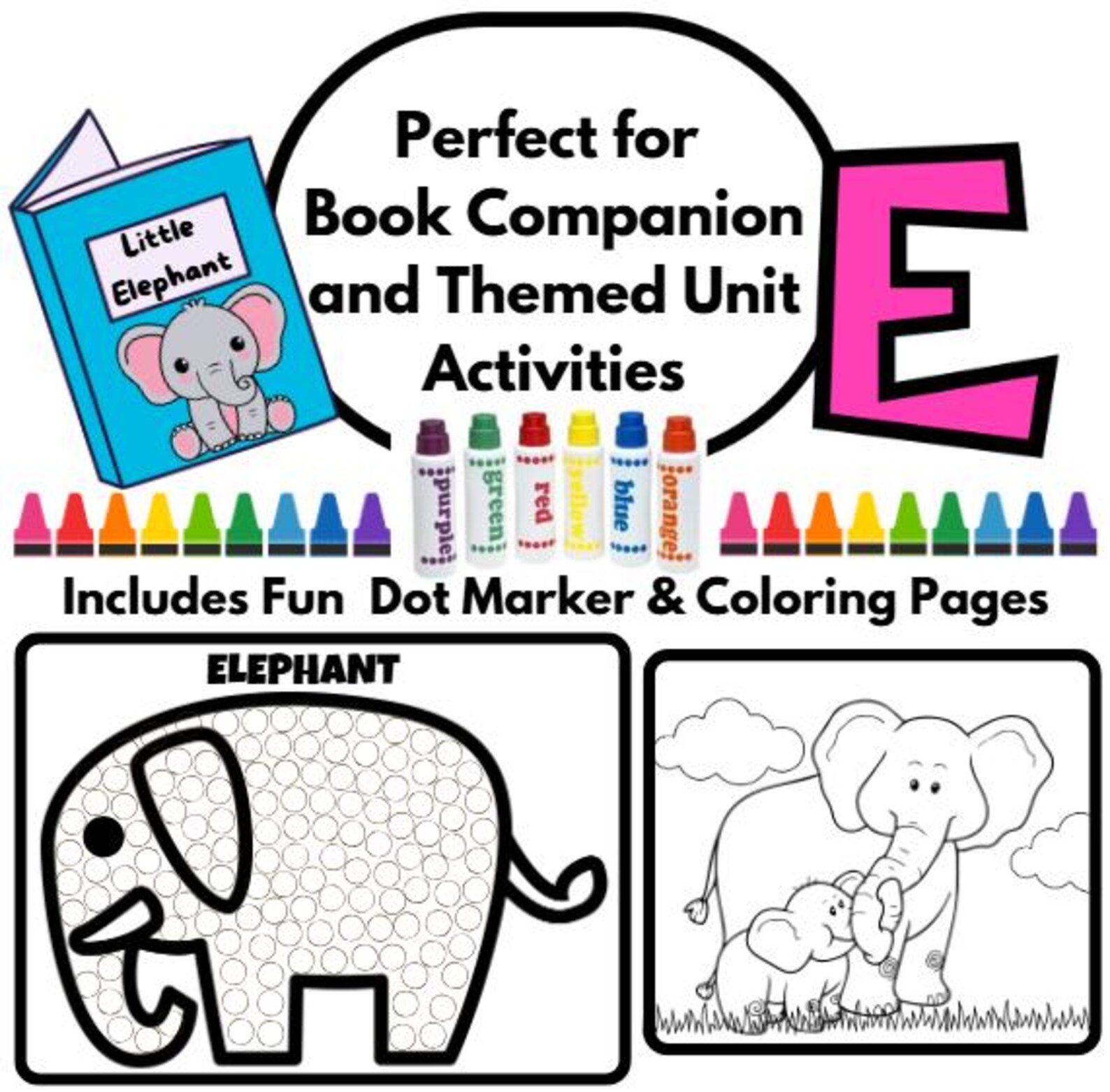My Elephant Cut and Paste Craft Plus Bonus Learning Pages Animal Craft ...