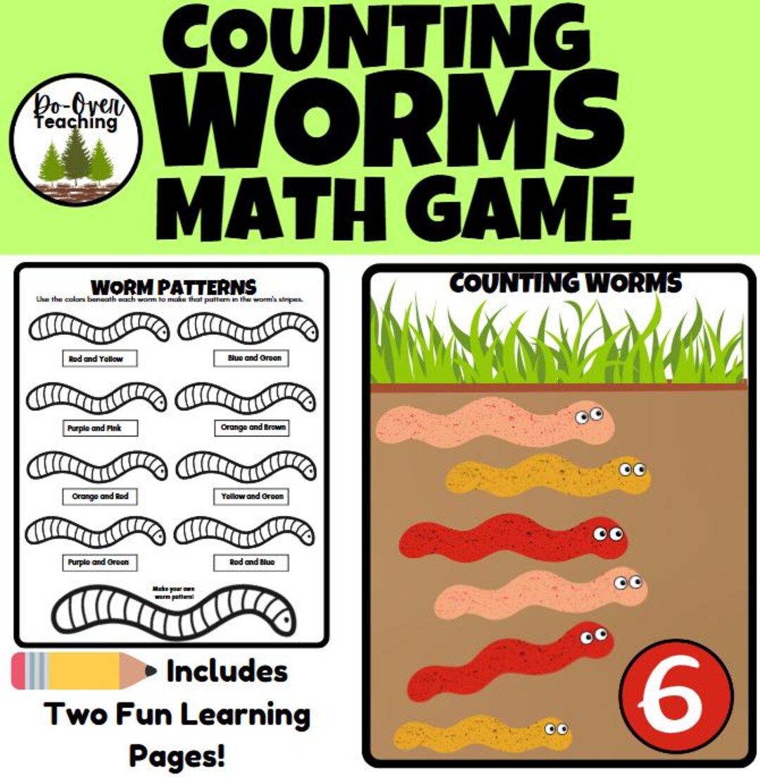 Counting Worms Spring Garden Math Counting Game Plus Academic & Dot ...