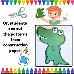 Cut and Paste Alligator Simple Craft Plus Dot Marker and Coloring Page ...