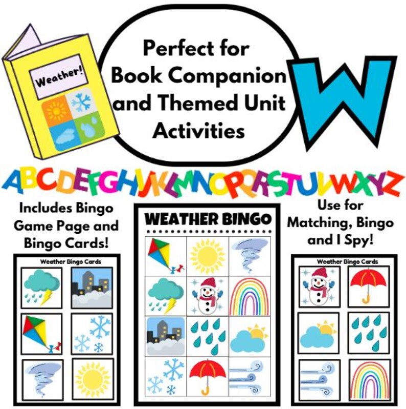Weather Bingo Game Plus Coloring and Dot Marker Page for Preschool and ...