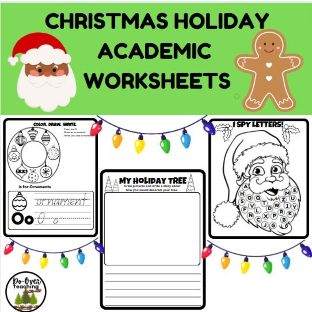 Christmas Holiday Academic Worksheets Preschool Kindergarten Curriculum ...