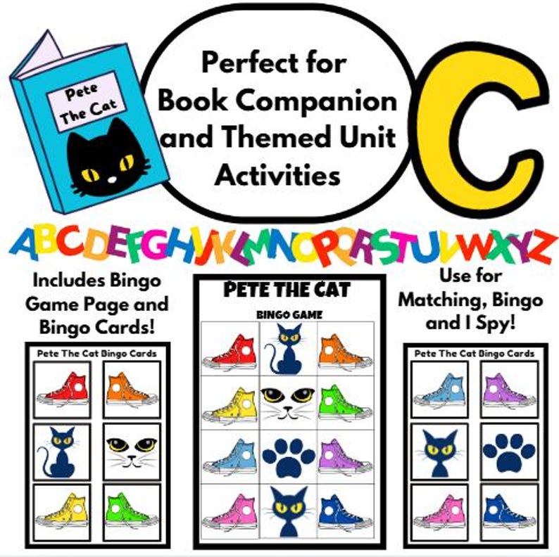 Pete the Cat I Love My White Shoes Book Companion Bingo Game Plus ...