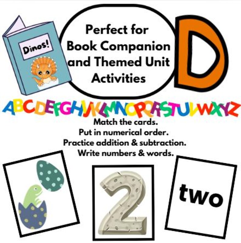 Dinosaur Egg Number 1 to 12 Count and Match Math Game Plus Math ...