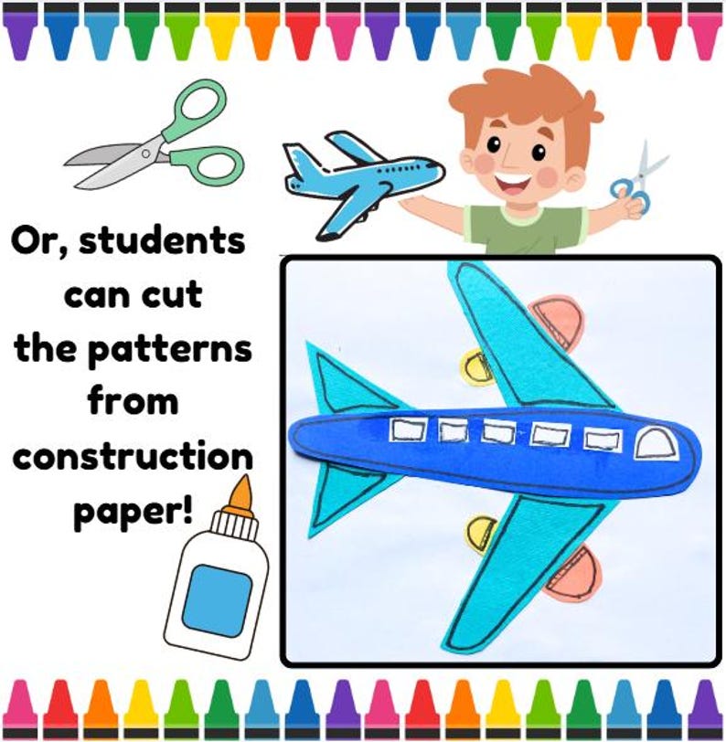 My Airplane Cut and Paste Craft Plus Dot Marker and Coloring Page ...
