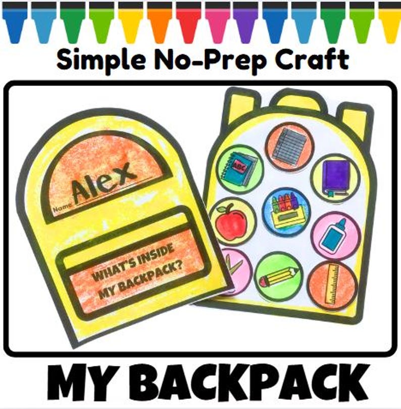 What is in My Backpack Craft and Bonus Learning Pages Back to School ...