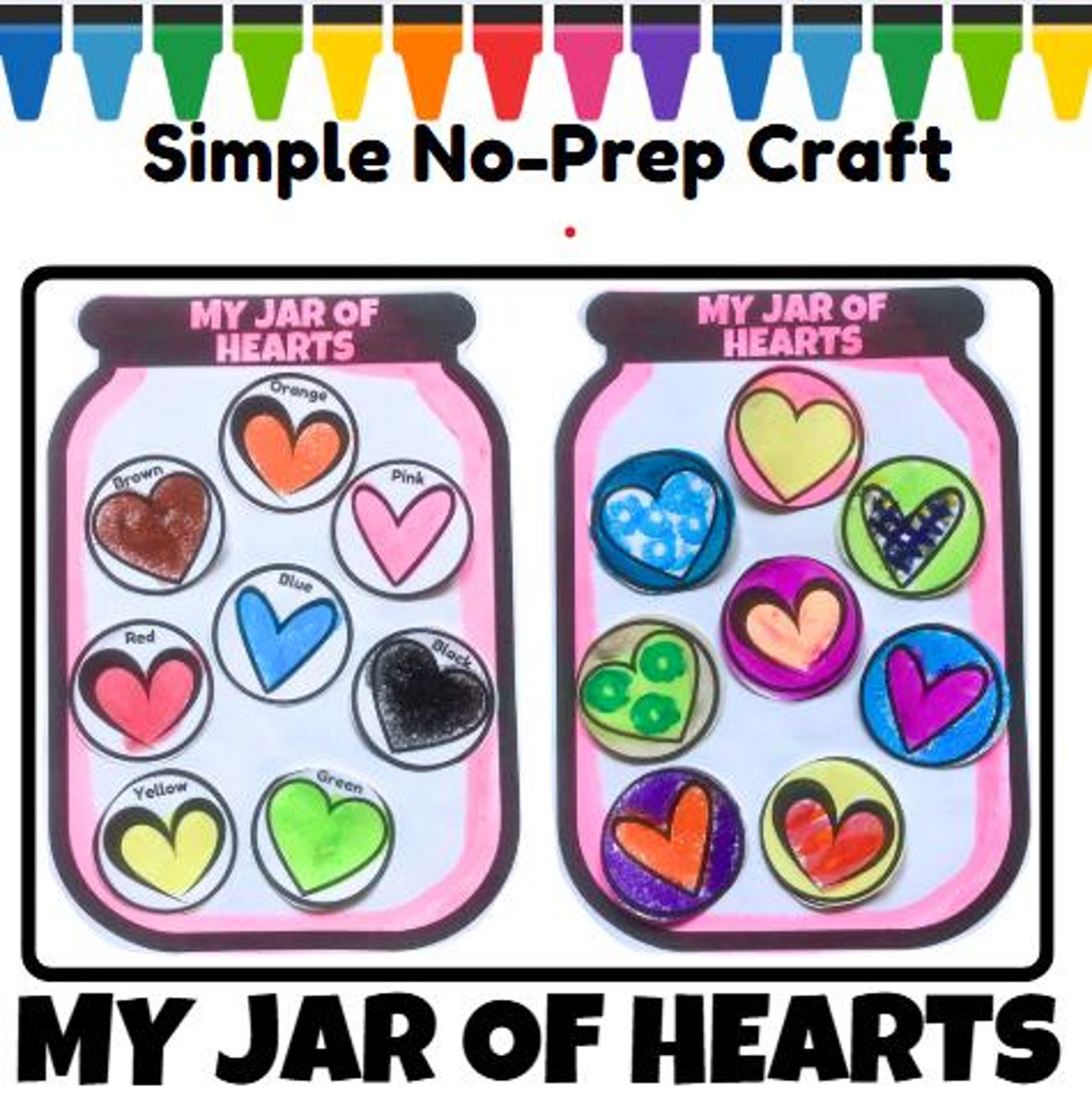 My Jar of Hearts Cut and Paste Craft and Bonus Coloring Page and ...
