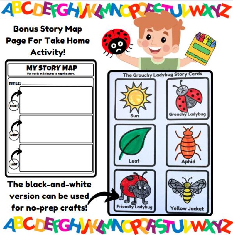 The Grouchy Ladybug Book Companion Story Cards Activity Craft Circle ...